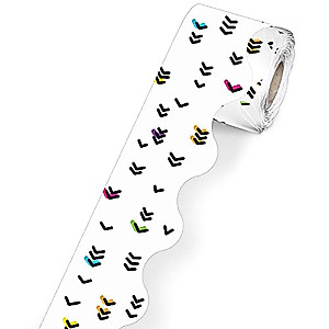 Carson Dellosa Kind Vibes Colorful Arrows Bulletin Board Borders, 36 Feet of Scalloped Rainbow Classroom Borders for Bulletin Board, White Board, Locker Decor, Desk Decor, and Classroom Decor