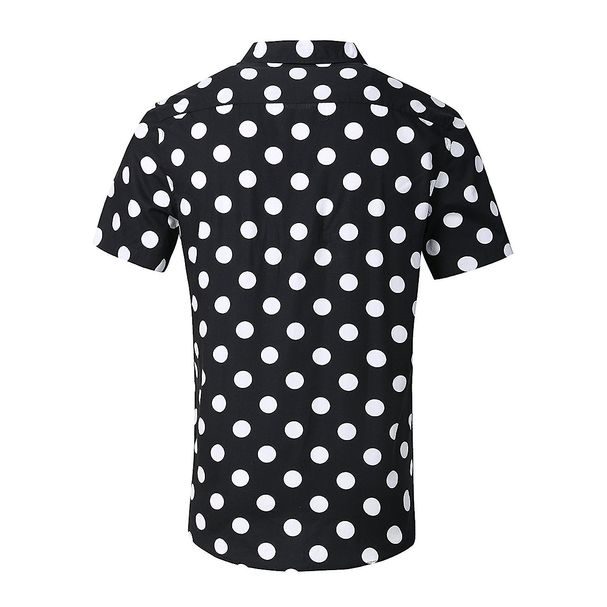 Men's Regular-Fit Short Sleeve Dress Shirt Premium Polka Dot Prints Button Down Casual Cotton Shirts for Men