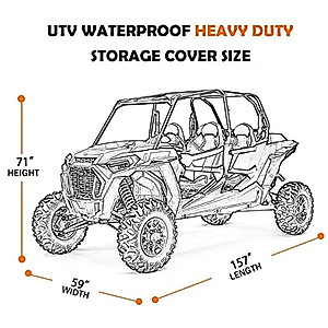 4-6 Seaters UTV Covers Waterproof Outdoor,Heavy Duty Fadeless Oxford Cloth,Windproof All Weather Side by Side Covers Accessories for Polaris RZR Can-Am Yamaha Honda,157Lx59Wx71H Inches