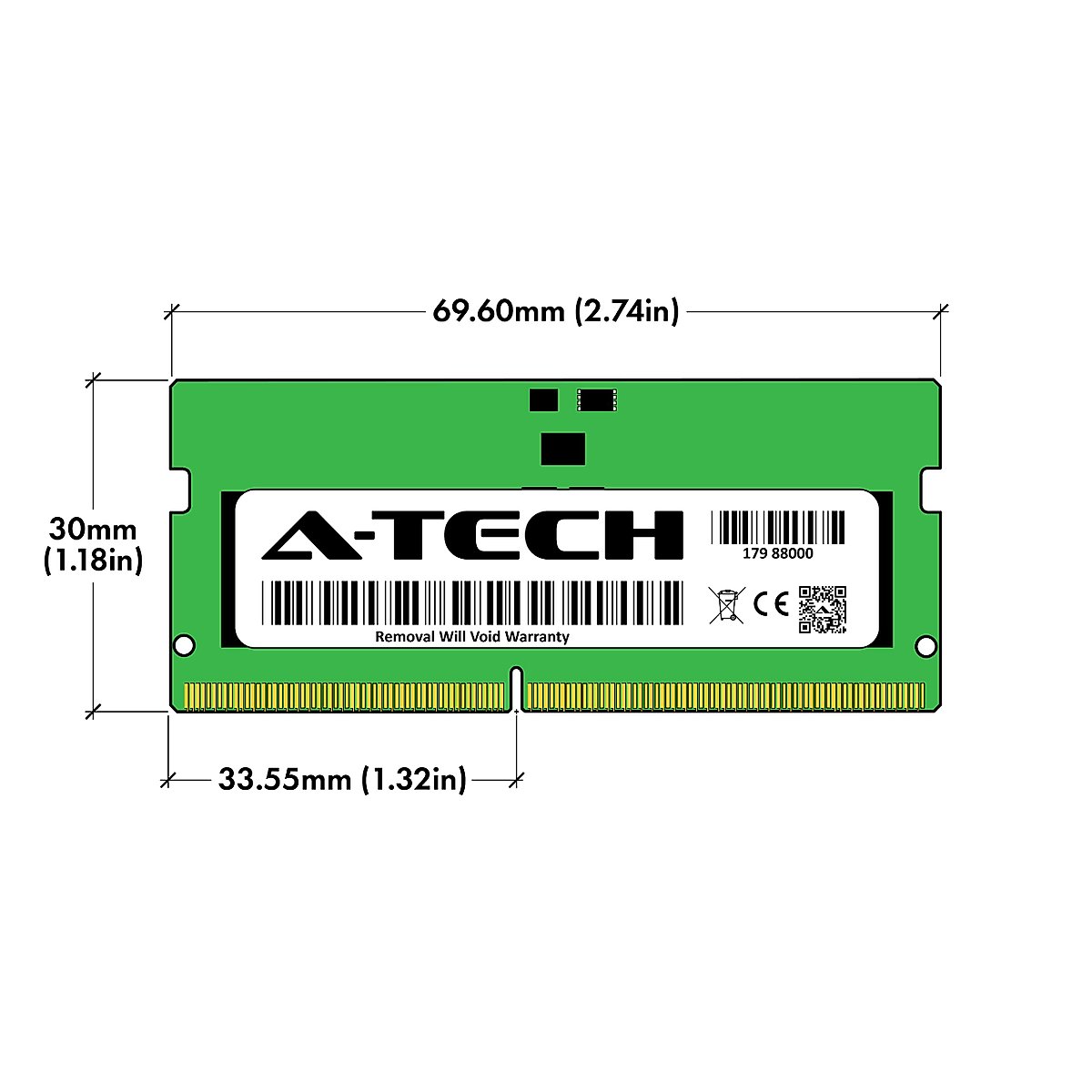 A-Tech 8GB DDR5 4800MHz PC5-38400 CL40 SODIMM 1.1V Non-ECC Unbuffered SO-DIMM 262-Pin Laptop RAM Memory Upgrade Module