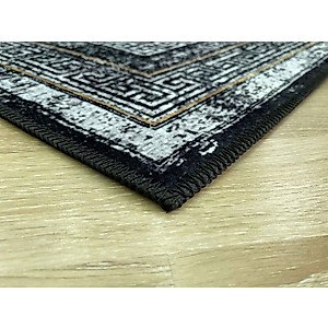 AK RUGS Modern Machine Washable Printed Area Rug Gloria Collection Living Room Bedroom Rug (Charcoal, 6' x 9')