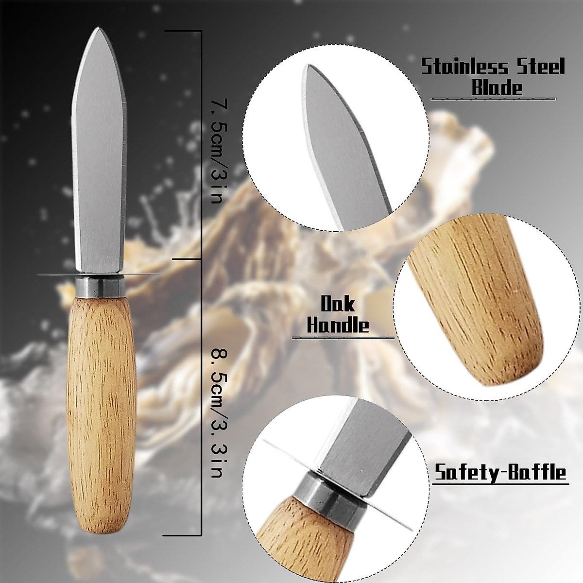 6pcs Oyster Shucking Knife Gloves Set,2pcs Stainless Steel Oyster Knives with Wooden Handle,2 Pairs Level 5 Cut Resistant Protection Gloves M&L,Knife Shucker for Seafood Oysters Clam Shell Shucking
