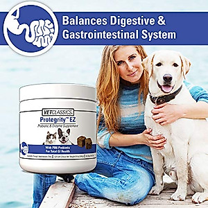 Vet Classics Protegrity EZ Probiotic Health Supplements for Dogs, Cats – Dog Digestive Support, Pet Gastrointestinal Health, Cat Stomach, Intestinal Balance – Pet Enzymes – 120 Soft Chews