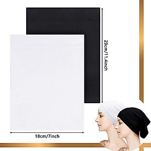 Loopeer Women Under Scarf Hijab Cap 2 Pcs Under Caps for Turban Hijab Undercap Head Wraps Scarf Solid Color Hijab Tube Stretch Dreadlocks Tube Neck Cover, Black White