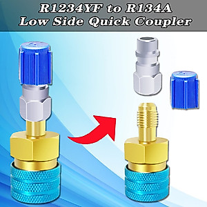 Boltigen R1234YF Low Side Quick Coupler，R1234YF to R134A AC Charging Hose Adapter Fitting Connector for Car Air-Conditioning