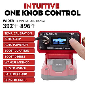 Deackimei Cordless Soldering Iron Station for Craftsman V20 Battery with Digital Display, Adjustable Temperature Knob, Lead-Free Solder, °C/ºF Conversion, Auto Sleep & Calibration Support (Tool Only)