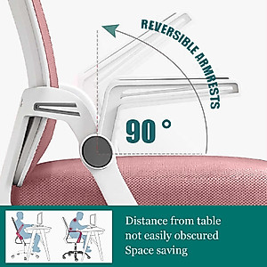 HDHNBA Computer Chair Mesh Ergonomic Office Chair Home Office Lumbar Support Padded Flip-up Armrest Swivel Desk Chair Pink Work Chair