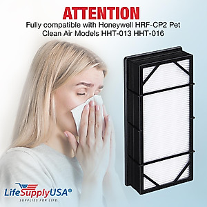 LifeSupplyUSA HEPA Filter Replacement and 2 Odor Pre-Filters Compatible with Honeywell HRF-CP2 Pet Clean Air Models HHT-013 HHT-016