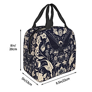 Bihoa Bat Flower Cute Lunch Bag for Kids Girls Boy Reusable Lunch Box Waterproof Thermal School Tote Bag Lunch Container Cooler Bag Women Men