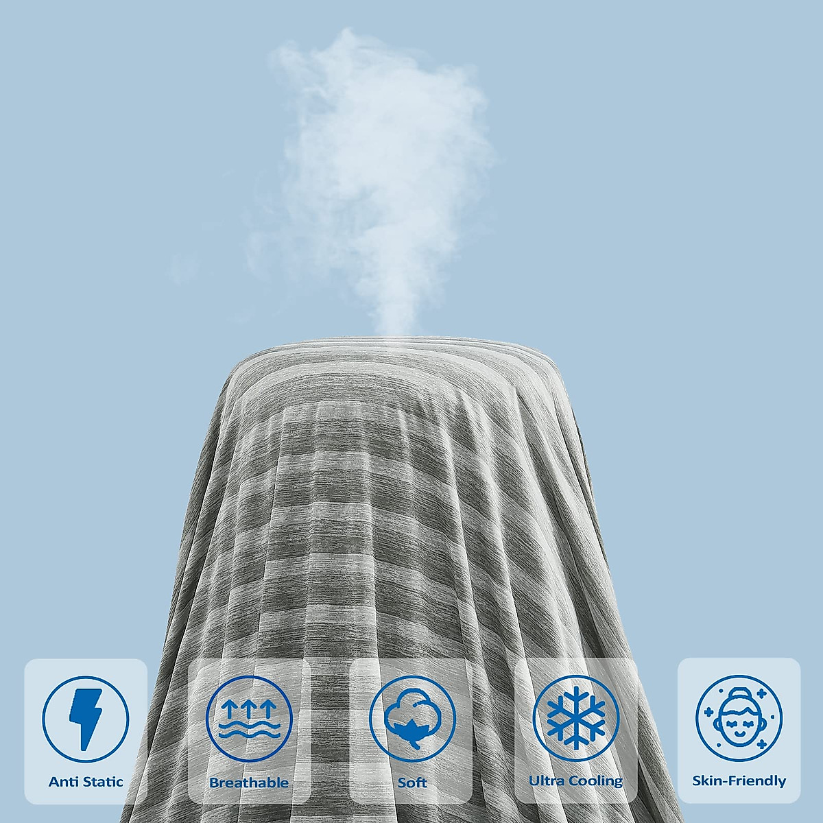 Temerk Cooling Blanket Queen Size, Arc-Chill Q-Max >0.5 Cool Fiber, Summer Cooling Blanket for Hot Weather, Keeps Body Cool for Night Sweats, Soft Lightweight Sofa Couch Blankets for Kid Adults