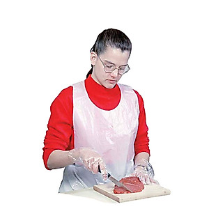 Vankcp 100pcs Disposable Aprons, 24'' x 42'' Plastic Waterproof Apron for Adults Kids Painting Party, Cooking, Housework, Picnic