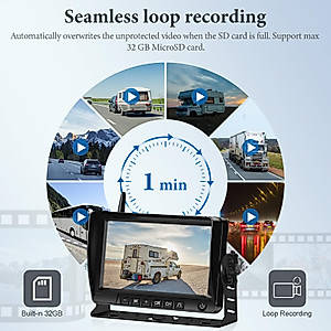 Magnetic Solar Wireless Backup Camera HD1080P 3 Min DIY Installation DVR 7" IPS with 2-Split Monitor Rechargeable Rear View Camera System for Hitching Gooseneck Horse Trailer Fifth Wheel Car RV Camper