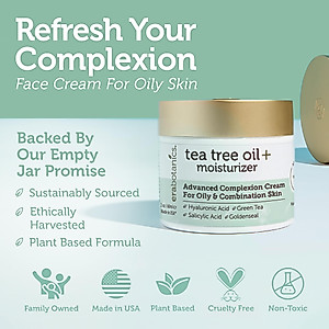 Era Organics Tea Tree Cream Face Moisturizer for Oily Skin - Advanced 7X Balancing Oily Skin Moisturizer - Non-Greasy Moisturizer - Tea Tree Oil for Skin