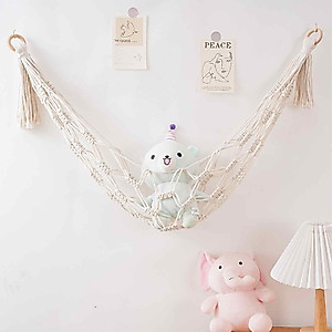 Toy Storage Hammock for Stuffed Animals Boho Storage Hammock Plush Toy Storage Net Soft Toy Net Hammock for Kids Room