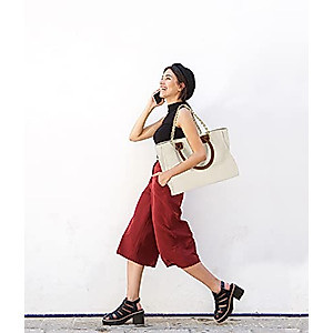 Hidora Women Canvas Handbag Purses Large Capacity Shoulder Bag For Ladies Daily Tote Bag（Beige）