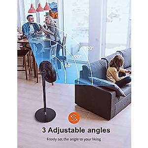 Delvit Standing fan,Oscillating Fan with Remote control,Quiet,Electric Pedestal 13 Speed Levels, 9-Hour Timer, 3 Wind Modes, 14-inch Adjustable Height for House Room Office Bedroom Use (Black)