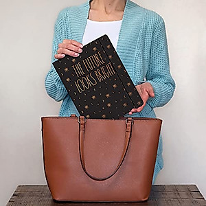 Rae Dunn by Orange Circle Studio Just Right 2022-2023 Monthly Planner - 17-Month Organizer with Full-Color Monthly Views, Storage Pocket & Elastic Closure - Future Looks Bright