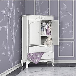 Evolur Aurora Armoire In Frost, Comes Fully assembled, Built Of Kiln-Dried Hardwood, Two Large Shelves, Spacious Storage