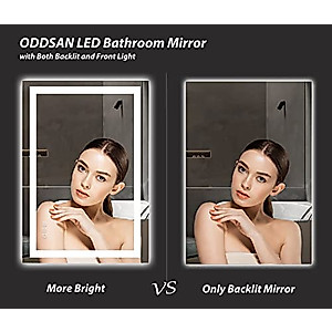 ODDSAN 40x32 Led Mirror for Bathroom, Dimmable Vanity Mirror with Lights, Backlit and Front Lit Makeup Mirror for Wall, Anti-Fog (Horizontal/ Vertical)