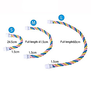 ＫＬＫＣＭＳ Colorful Bird Rope Perch Hanging Stand Climbing Rope for Parrot Budgies Parakeets Cockatiels, 23.6inch Length