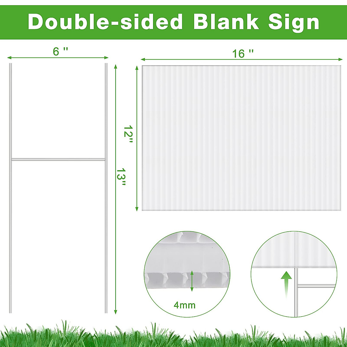 20 Pack Blank Yard Signs with Stakes Bulk Plastic Lawn Signs Double Sized for Outdoor Garage Sale Real Estate Open House Rent Guidepost, Christmas Birthday Party Decorations(White, 16 x 12 Inch)