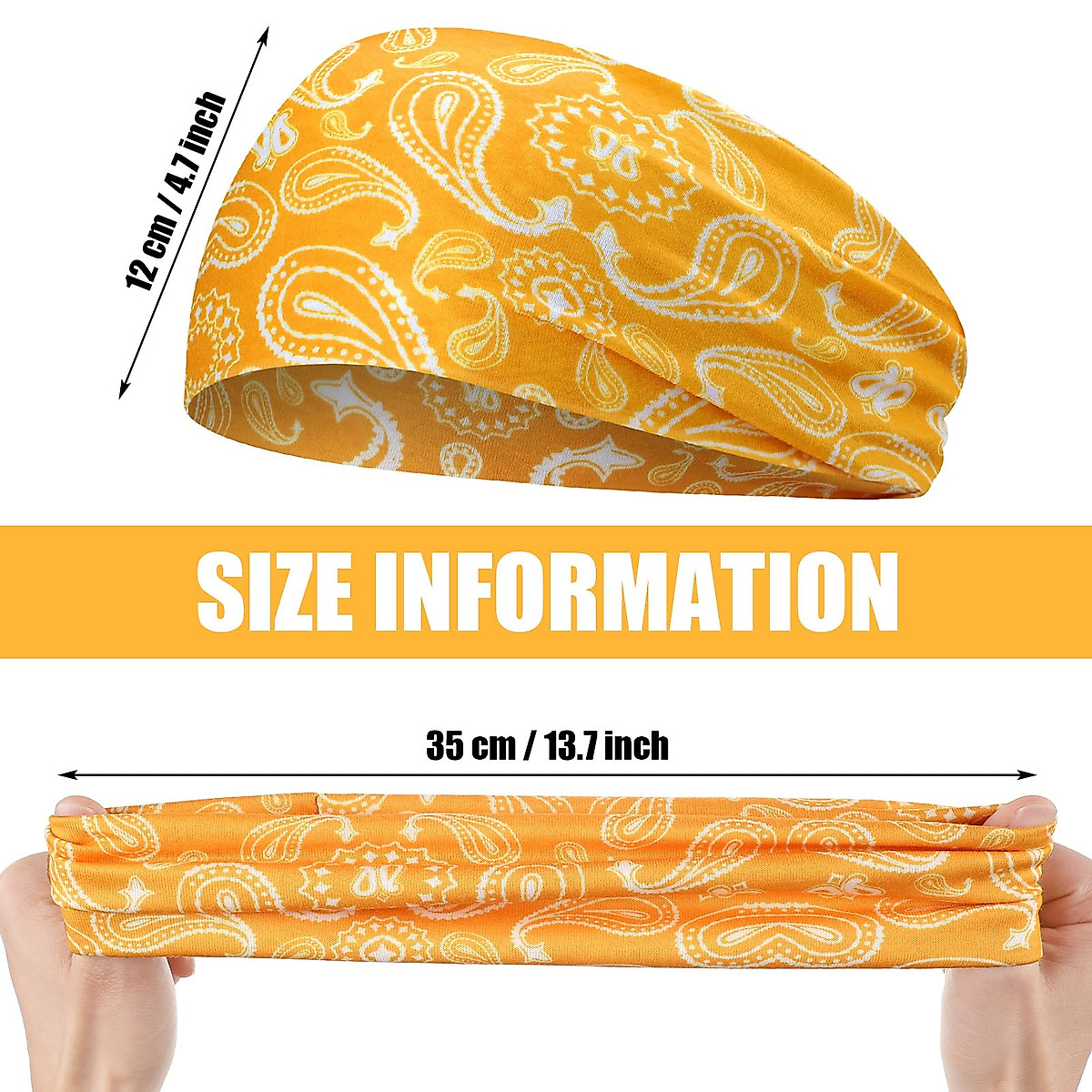 Men's Sweatbands for Workout: Camo Headband, Wide Sweat-Absorbing Head Band for Basketball, Football, Cycling, Running, Yoga, 4.7 x 9.8 Inch (Bandanna Style)