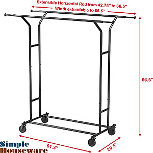 Simple Houseware Heavy Duty Double Rail Clothing Garment Rack, Black
