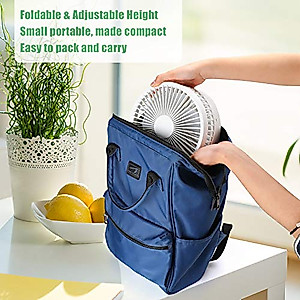 SDYXJ Portable Fan Rechargeable, Stand & table fan Folding Telescopic & Adjustable Height With 4 Speeds Quiet for Office Home Outdoor Camping with 2 PCS charging cable