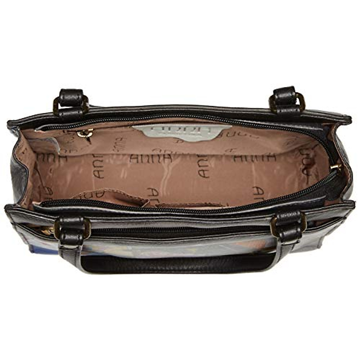 Anna by Anuschka Women's Genuine Leather Large Zip-Top Satchel | Hand Painted Original Artwork | Zip-Top Organizer | Sin City