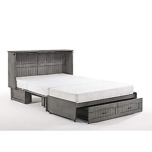 IQ FURNITURE Alpine Queen Cabinet Bed & Mattress- Rustic Grey (MUR-ALP-QEN-RG)