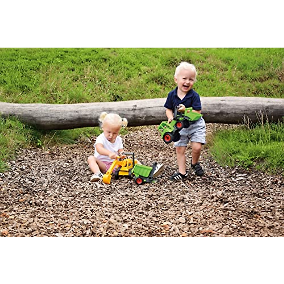 Lena Eco Active Backhoe - Durable UV-Protected Plastic & Noise-Canceling Tires, Enhances Fine Motor Skills, European Quality