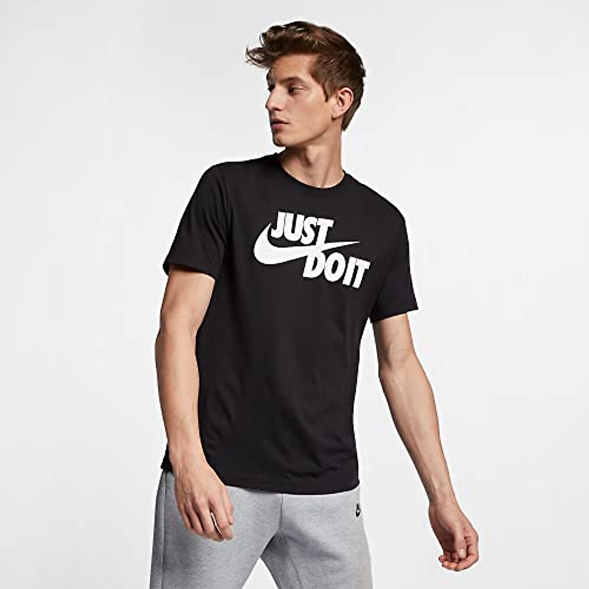 Nike Men's Sportswear Tee Just Do It Swoosh, Black/White, Large