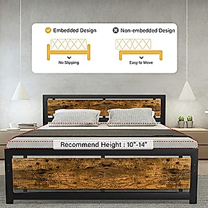 Pliwier Platform Queen Bed Frame, Heavy Duty Queen Size Bed Frame with Headboard and Footboard, Strong Steel Slat Support, No Box Spring Needed, Noise Free, Easy Assembly