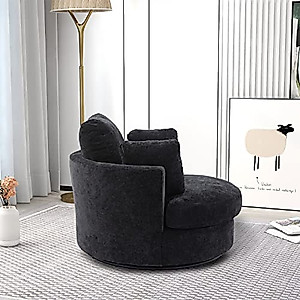 Setawix 42.2" W Swivel Barrel Chair Swivel Accent Sofa with Pillows 360 Degree Swivel Round Sofa Modern Oversized Arm Chair Cozy Club Chair for Bedroom, Living Room, Lounge, Hotel