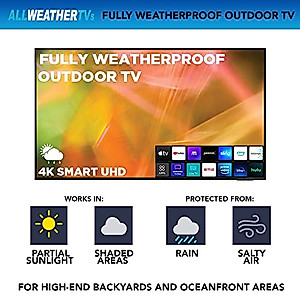 Outdoor TV Fully Weatherized 55" 4K UHD Weatherproof LED Television Samsung Components Tizen Smart Apps IP68