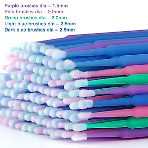 Cuttte 500PCS Disposable Micro Swabs for Eyelash Extension, Micro Applicators Eyelash Swabs for Makeup Application Multi-colored (Head Diameter: 1.5/2.0/2.5 mm)
