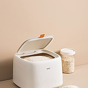 Hemoton Rice Storage Container 10kg Airtight Food Storage Containers Moisture- proof Sealed Grain Storage Bin for Rice Flour Cereal Bread Storage White