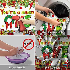 Swepuck 72x43inch Fabric You're a Mean one Merry Grinchmas Backdrop Christmas Red and Green Photography Background Xmas Party Decorations for 1st Birthday Baby Photo Banner