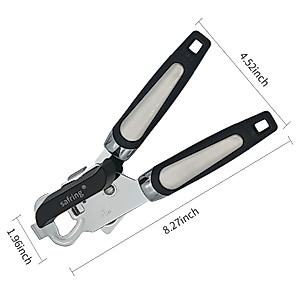 Safring Can Opener Manual, Handheld Strong Heavy Duty Stainless Steel Can Opener, Comfortable Handle, Sharp Blade Smooth Edge, Can Openers with Multifunctional Bottle Opener