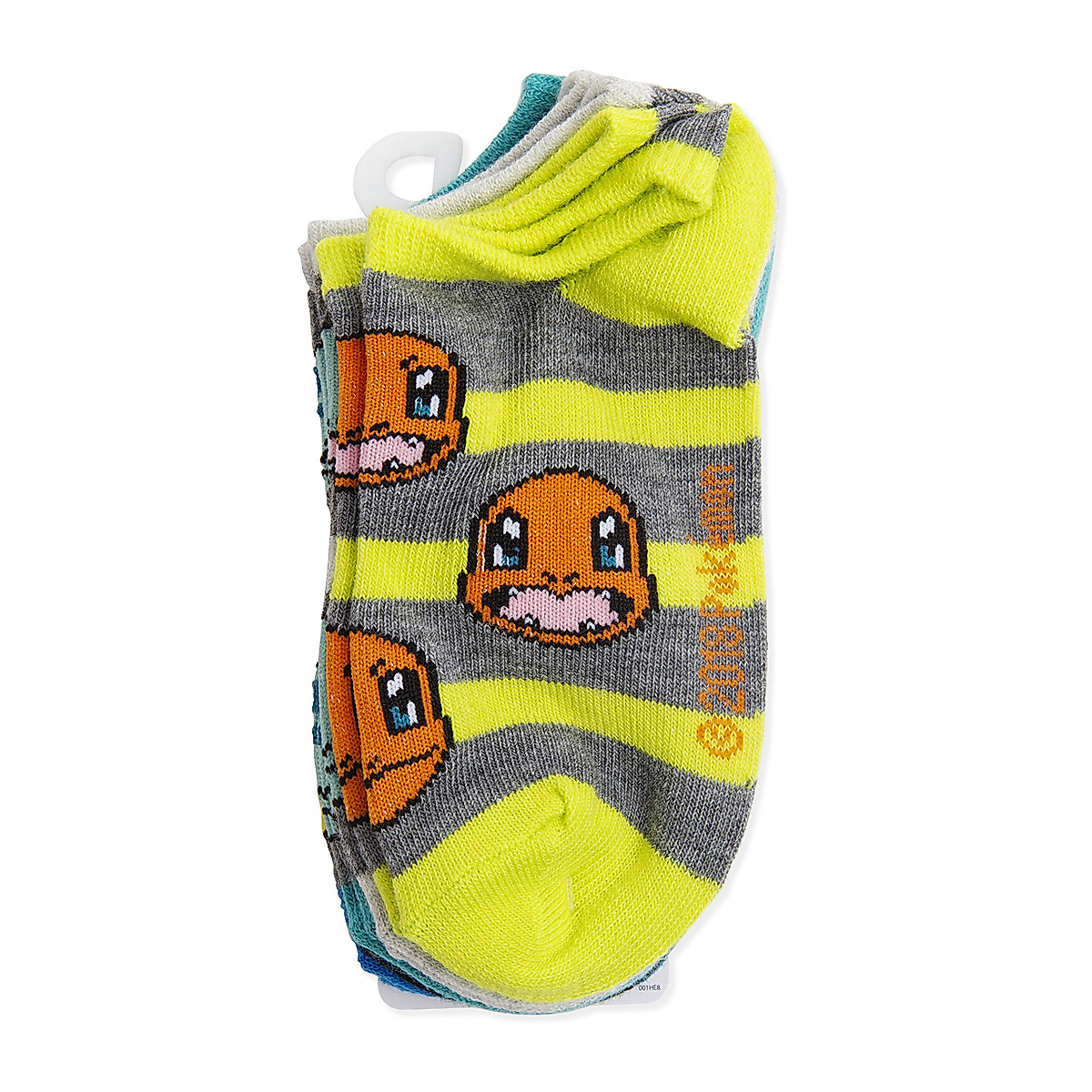 Pokemon Boys 5 Pack No Show Casual Sock, Assorted Grey Stripe, 6-8.5 US
