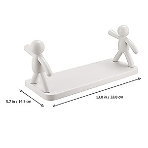 DOITOOL 2pcs Floating Shelves Wall Mounted Figure Ledge Display Plastic Wall Shelf Stick On Damage Free Removable Hanging Rack Wall Decor for Kitchen Bathroom Living Room