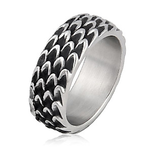 BAVIPOWER Viking Dragon Scales Ring Masculinity Unique Norse Mytholothy Stainless Steel Jewelry Powerful Amulet For Men Women