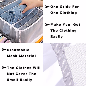 DINBLEX Wardrobe Clothes Organizer 3 Pack, Drawer Organizers For Clothing, Pants Organizer, Clothes Organizer For Folded Clothes, Drawer Organizer Clothes For Jeans(2x7Grids Jeans + 1x7Grids Legging)