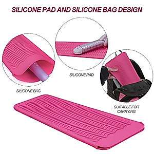 1Pack Silicone Heat Resistant Mat Pouch for Hair Straightener, Curling Iron, Flat Iron and Hot Hair Tools Pink