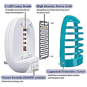 4 Pack Plug in Bug Zapper Indoor for Flying Insect Mosquito, Electronic Mosquito Zapper Gnat Traps with LED Light for Patio, Bedroom, Kitchen, Office