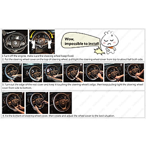 Valleycomfy Steering Wheel Covers Universal 15.75 inch - Genuine Leather, Breathable, Anti Slip & Odor Free (Coffee, L(15" 1/2-16"))