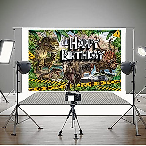 POILKMNI Dinosaurs Birthday Party Decorations 7x5ft Safari Jungle Dinosaur World Birthday Party Backdrop Banner for Boys Kids Birthday Photo Background for Indoor Outdoor Party Supplies Banner