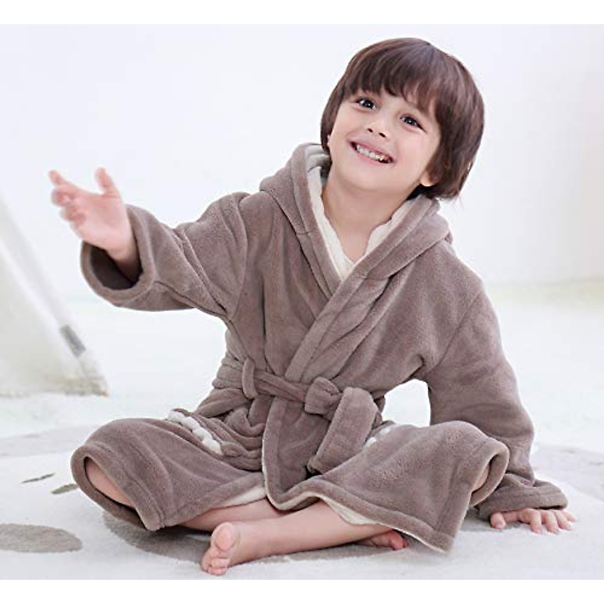 Baby Unisex Plush Animal Hooded Robe for Toddler Multicolored Sleepwear,Bear 3T