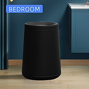 BRIEFHUMAN Household Swing Black Bathroom Trash Can，Brushed Stainless Steel，10 L/3 Gallen，Garbage Can with Flipping Lid， for Indoor or Commercial Use, Kitchen,Modern，Living Room,Bedroom