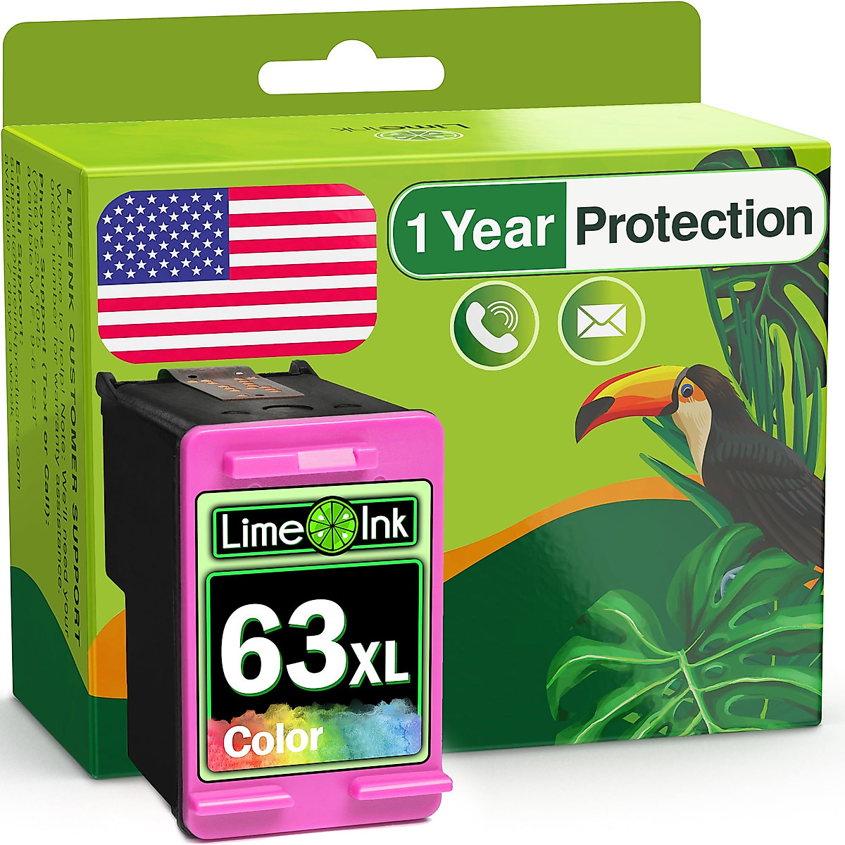 Limeink 1 Color Remanufactured Ink Cartridge 63XL 63 XL High Yield for HP Envy 4512 4520 Deskjet 3632 2130 2132 1110 1111 3636 3637 1112 3630 3634 OfficeJet 3830 3833 4650 4652 4655 5255 5258 Printer